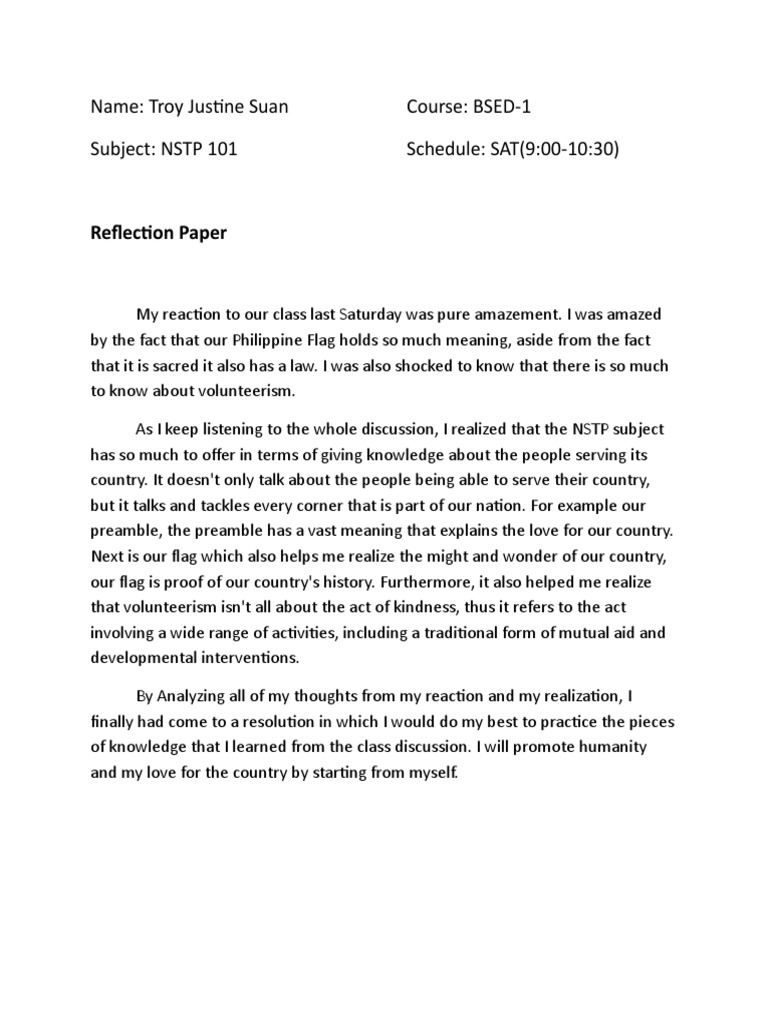 NSTP Reflection 2 | PDF