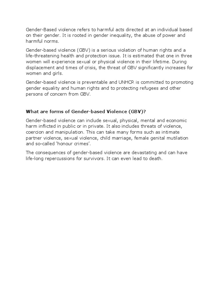 What Are Forms of Gender-Based Violence (GBV) ? | PDF