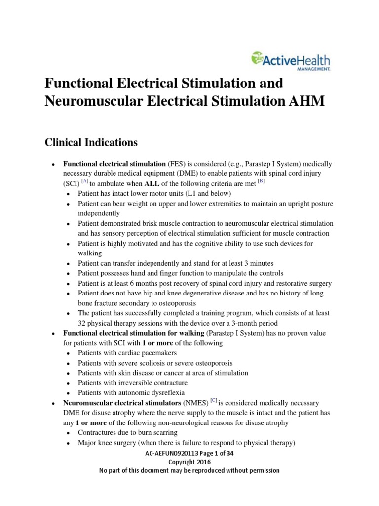 Functional Electrical Stimulation and Neuromuscular Electrical ...