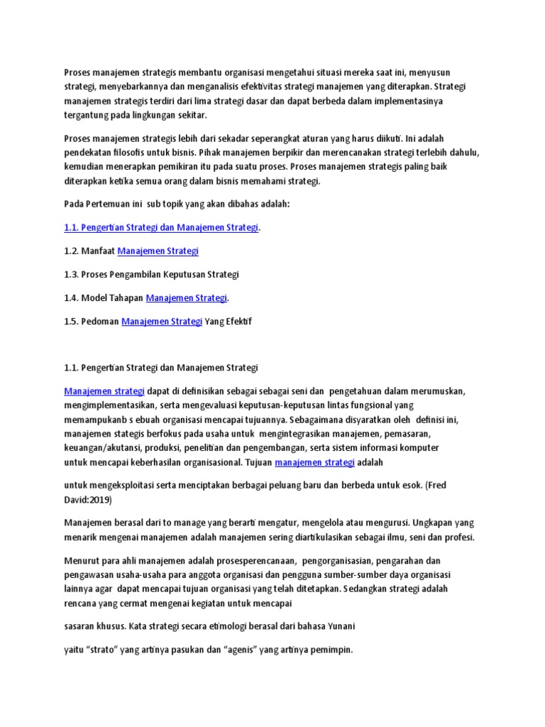 Manajemen Strategis Topik 1 | PDF | Karier & Perkembangan | Bisnis