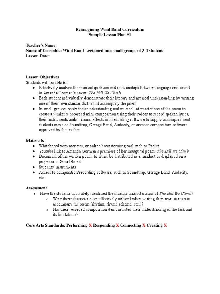 Sample Lesson Plan 1 | PDF | Poetry | Lesson Plan
