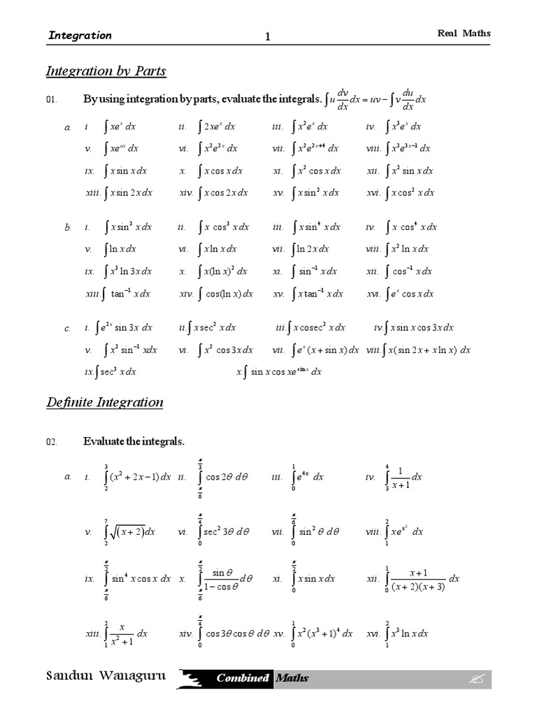 Integration by Parts | PDF | Differential Calculus | Mathematical Concepts