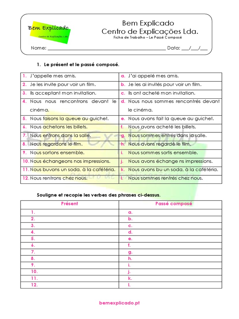 Ficha - Le Passé Composé 1 | PDF
