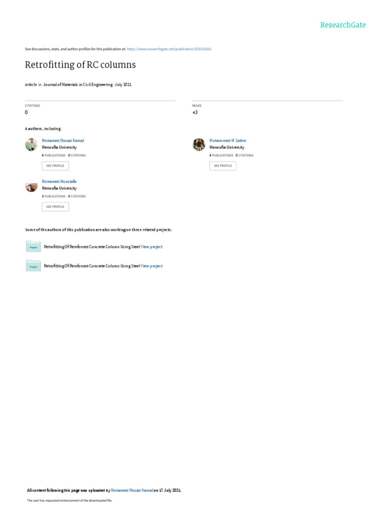 Ritrofitting of RC Columns | PDF | Concrete | Reinforced Concrete