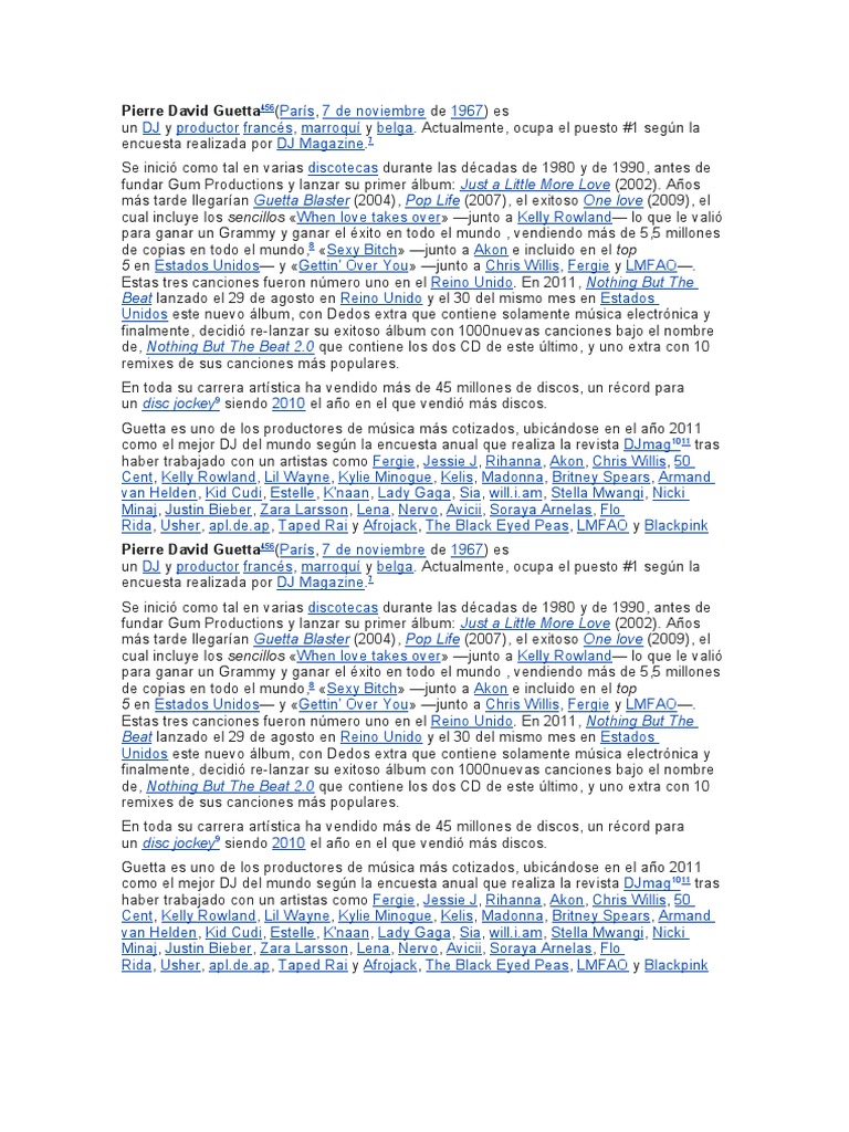 Pierre David Guetta | PDF | Industria de la música | Dance Pop