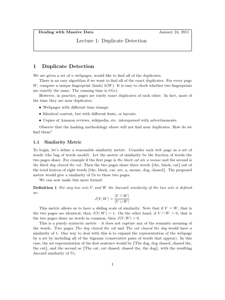 Efficient Near Duplicate Detection Techniques | PDF | Vector Space ...