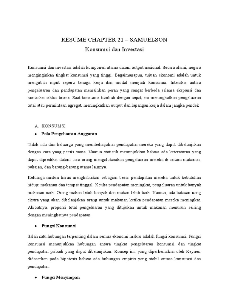 Resume Makro Samuelson Chapter 21 | PDF | Pengelolaan Keuangan & Uang