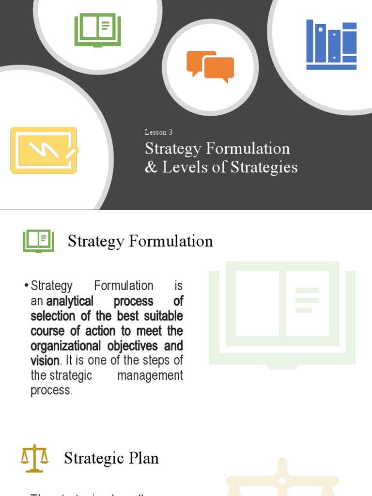 Strategy Formulation & Levels of Strategies: Lesson 3 | PDF | Strategic ...