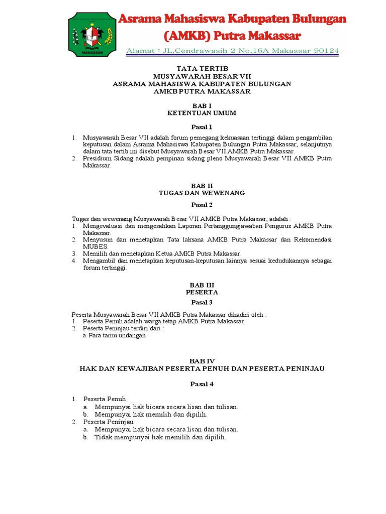 Draf Tata Tertib Mubes Vii | PDF | Hukum