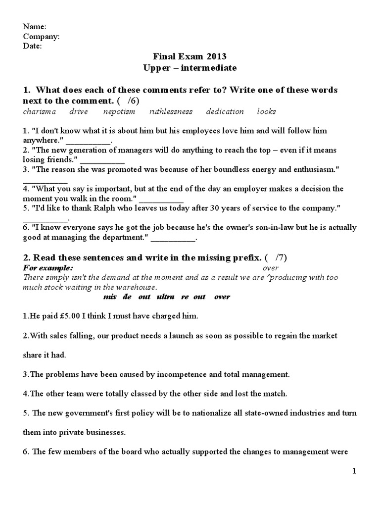 Upper Intermediate Buplas Exam 2013 | PDF | Employee Benefits | Economies