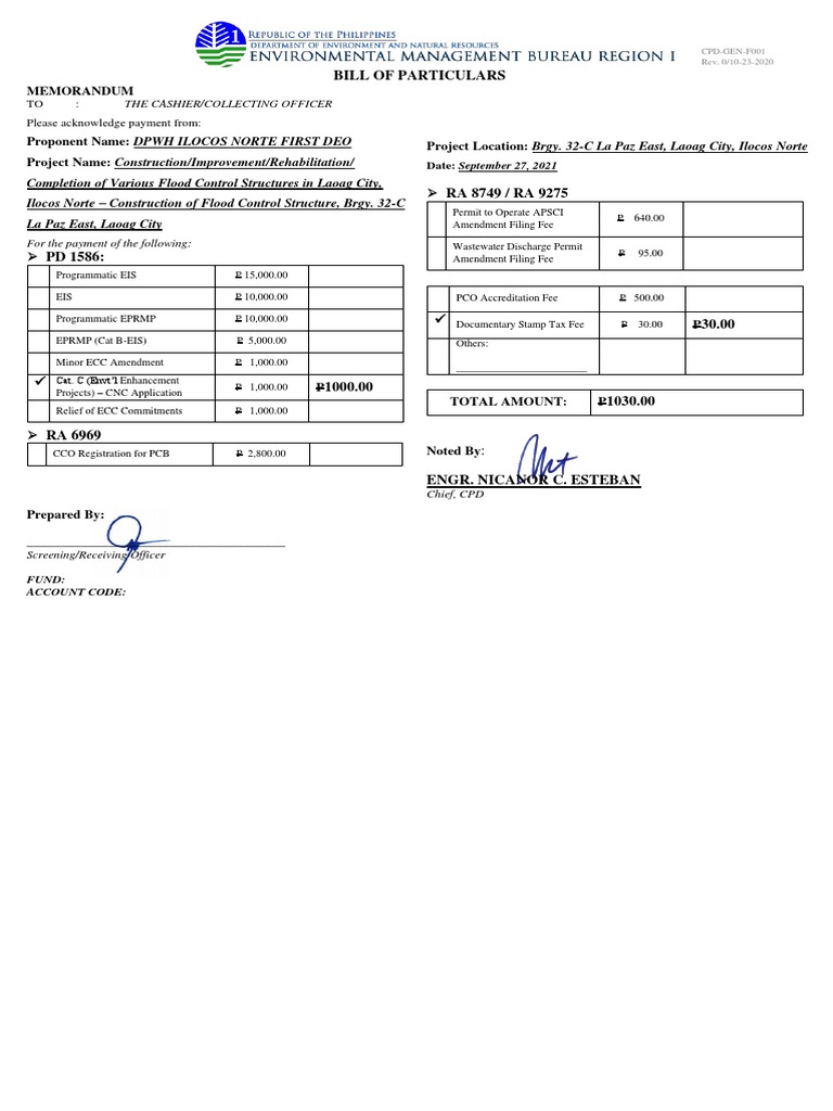RA 8749 / RA 9275: Bill of Particulars | PDF | Fee | Payments