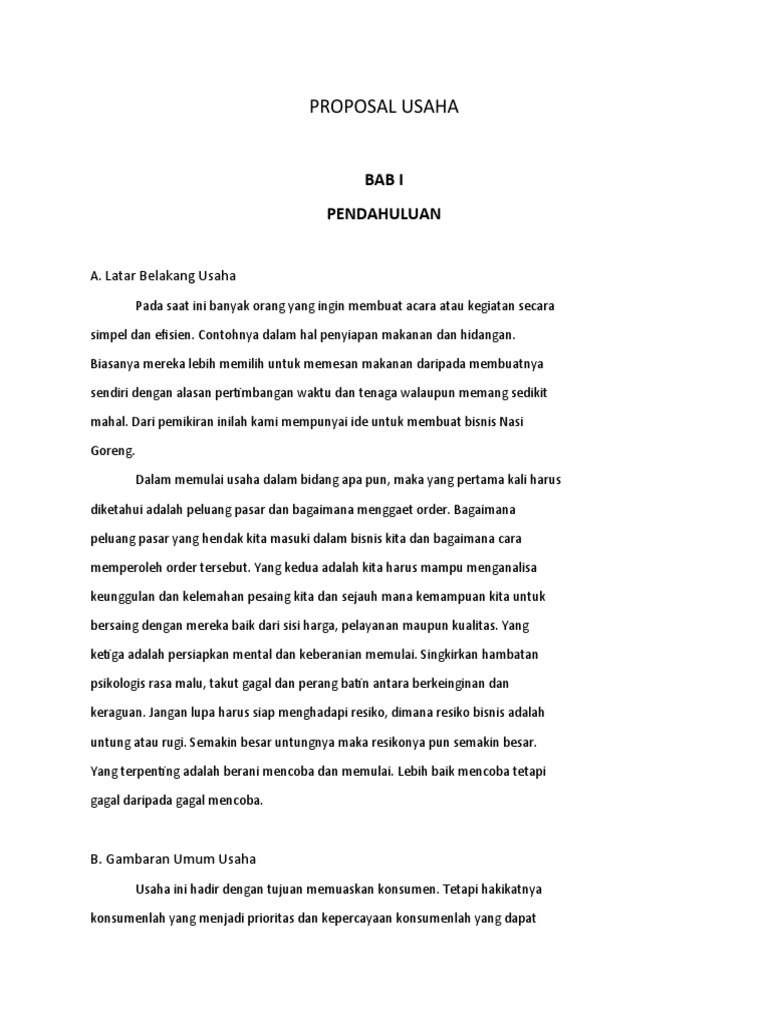 Proposal Usaha Pkwu | PDF | Bisnis