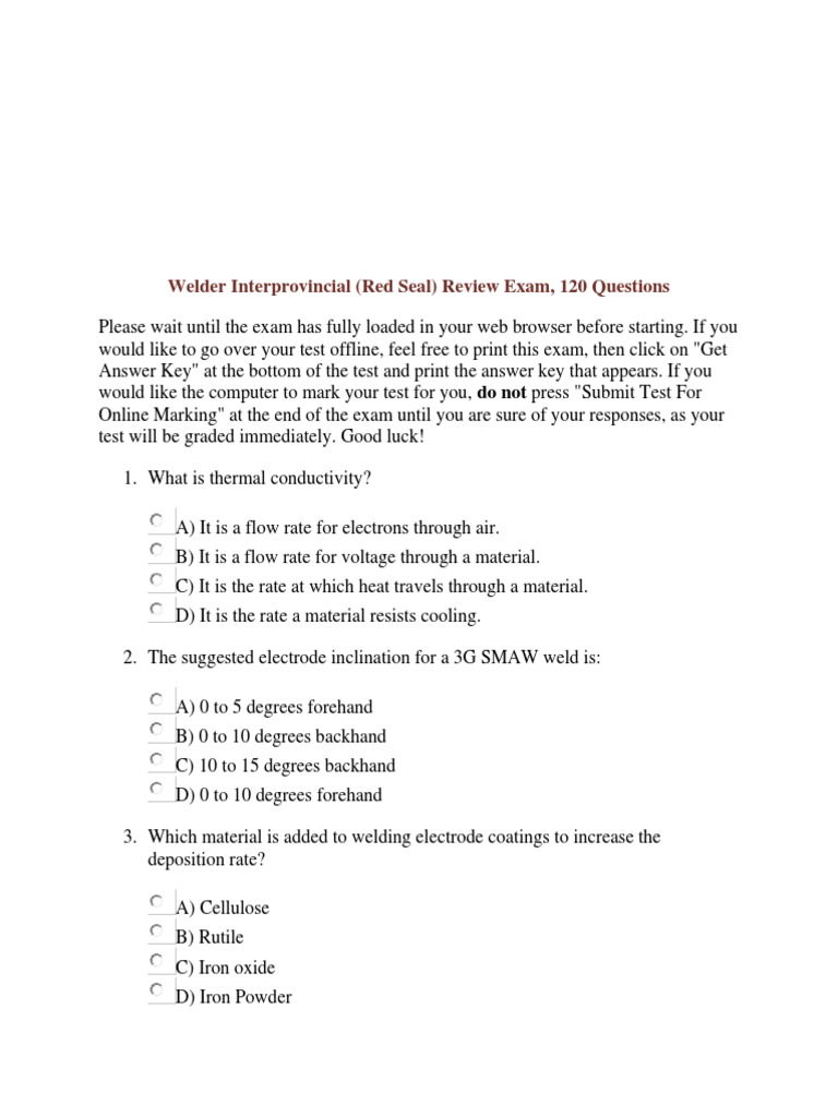 Welder Interprovincial (Red Seal) Review Exam | PDF | Construction ...