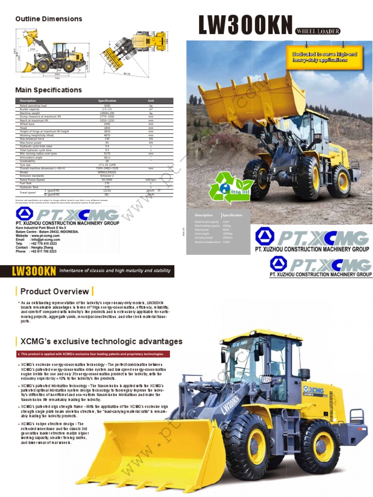 XCMG LW300KN Wheel Loader Specifications | PDF | Transmission ...