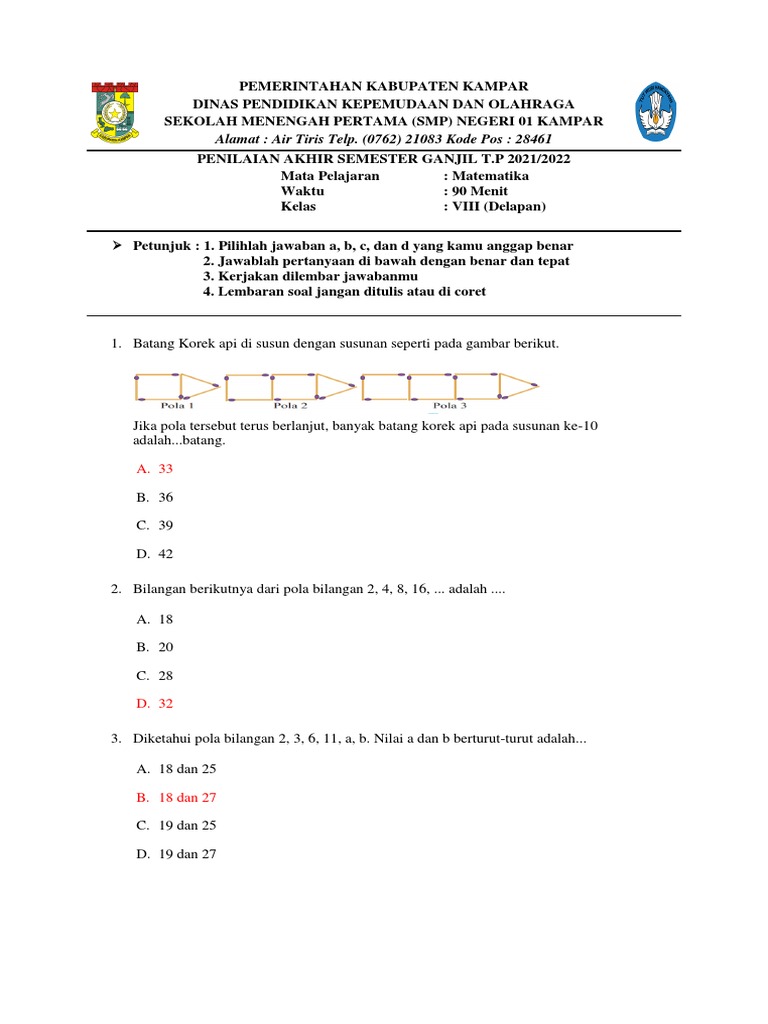Soal UAS Kelas VIII | PDF