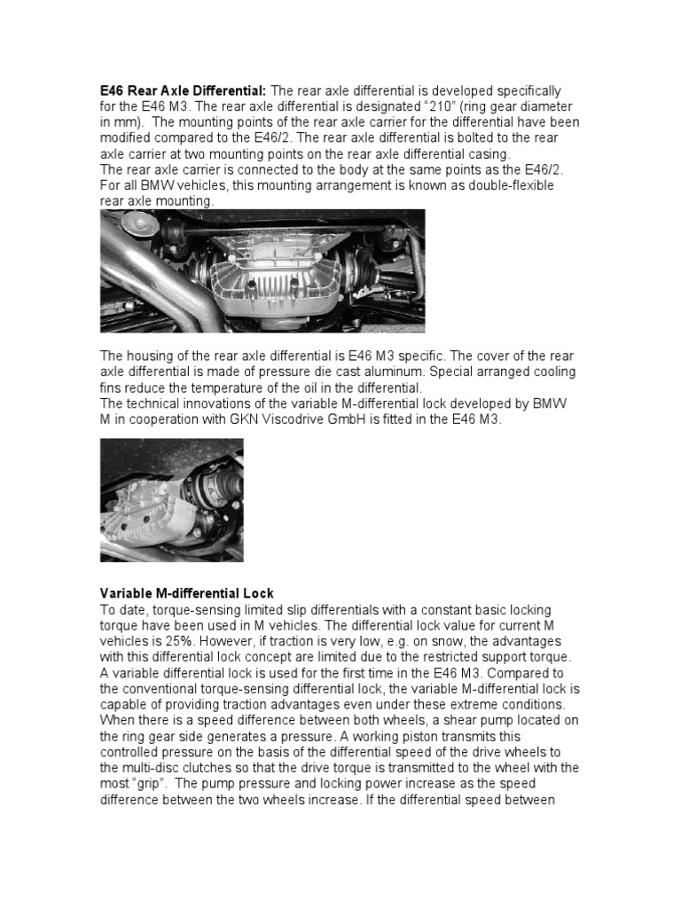 E46 M3 Rear Axle Differential | PDF | Pump | Gear