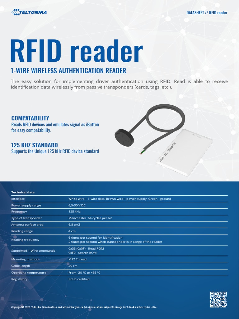 RFID Reader: 1-Wire Wireless Authentication Reader | PDF
