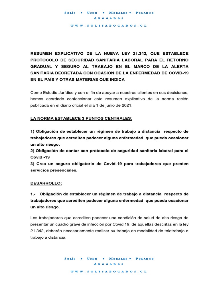 Resumen Explicativo de La Nueva Ley 21.342 | Descargar gratis PDF | Seguro | Póliza de seguros