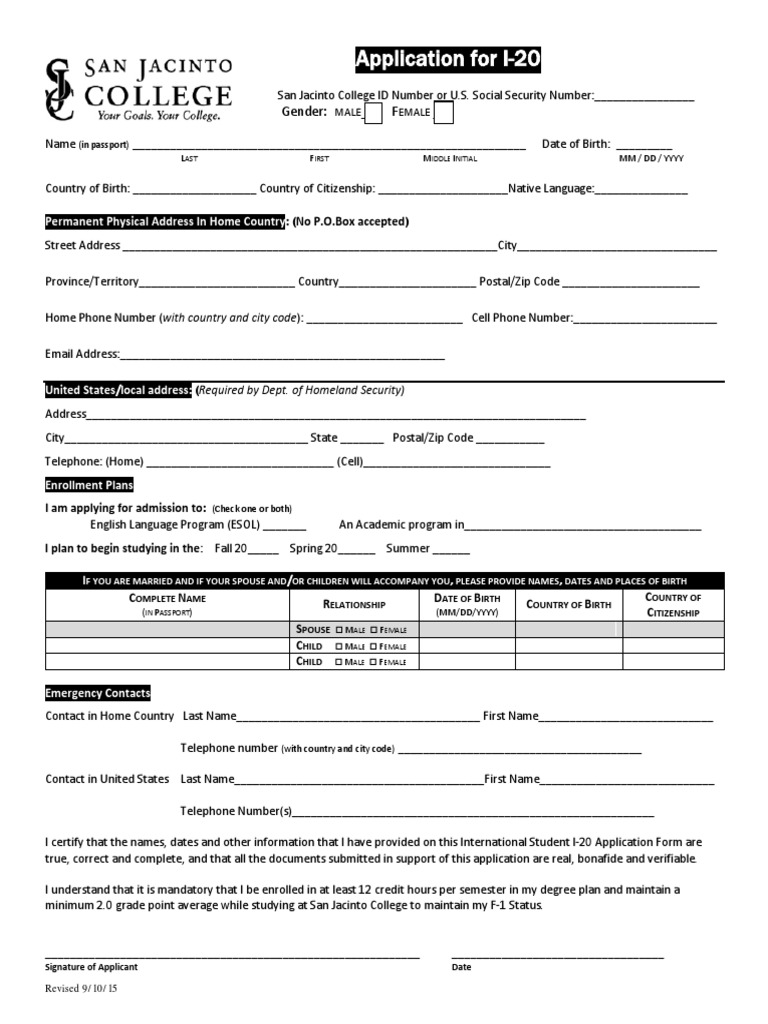 Application For An I-20 Form 9.10.15 | PDF | Politics | Law