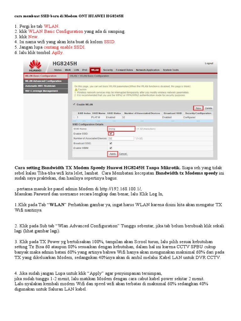 Panduan Setting Modem Huawei HG8245H | PDF | Bisnis | Komputer