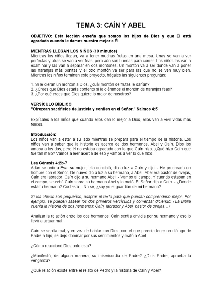 Tema 3 Cain y Abel | PDF | Adán y Eva