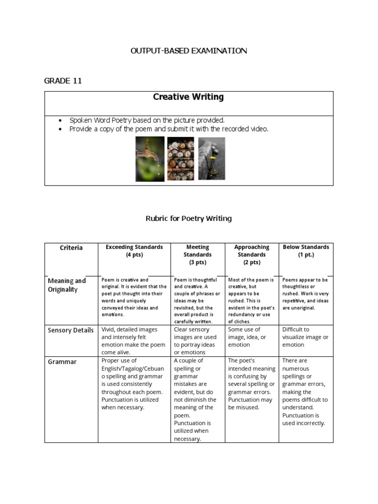 A Creative Spoken Word Poetry Assessment: Rubrics for Evaluating ...