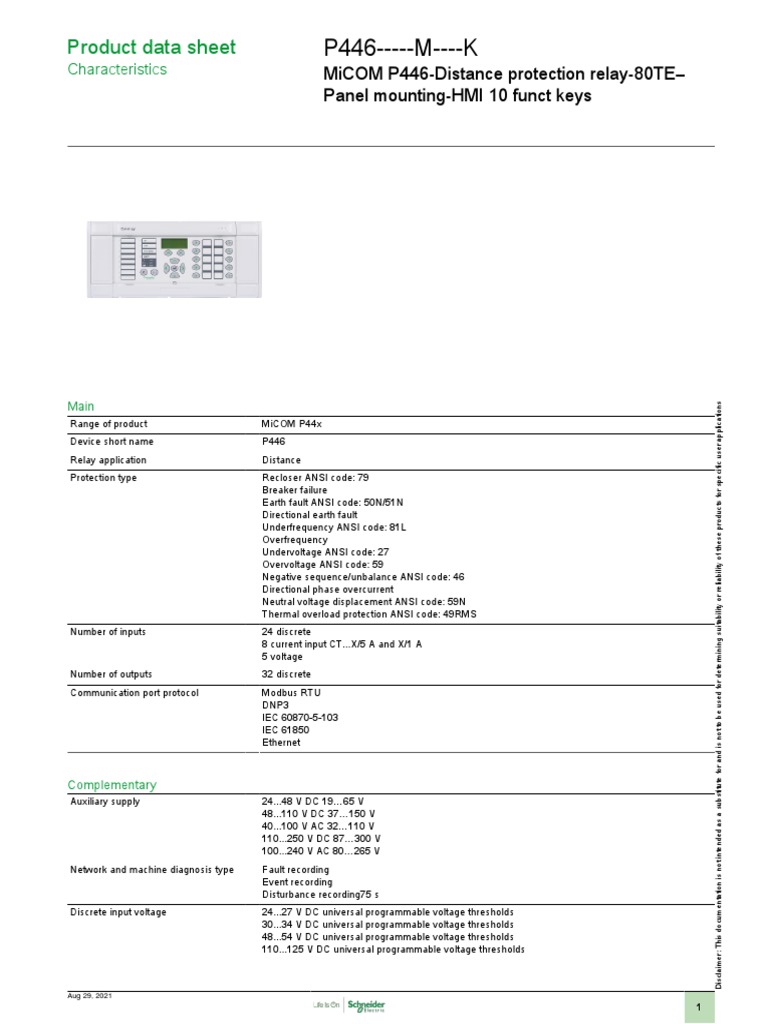 Easergy MiCOM P44x - P446 - M - K | PDF | Electrical Engineering | Computer Engineering