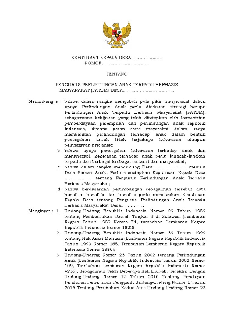 SK Kepala Desa Patbm | PDF