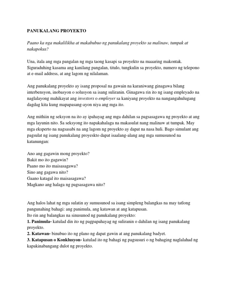 Panukalang Proyekto | PDF