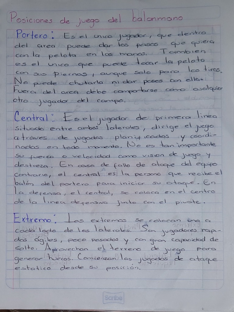 Posiciones Del Balonmano | PDF