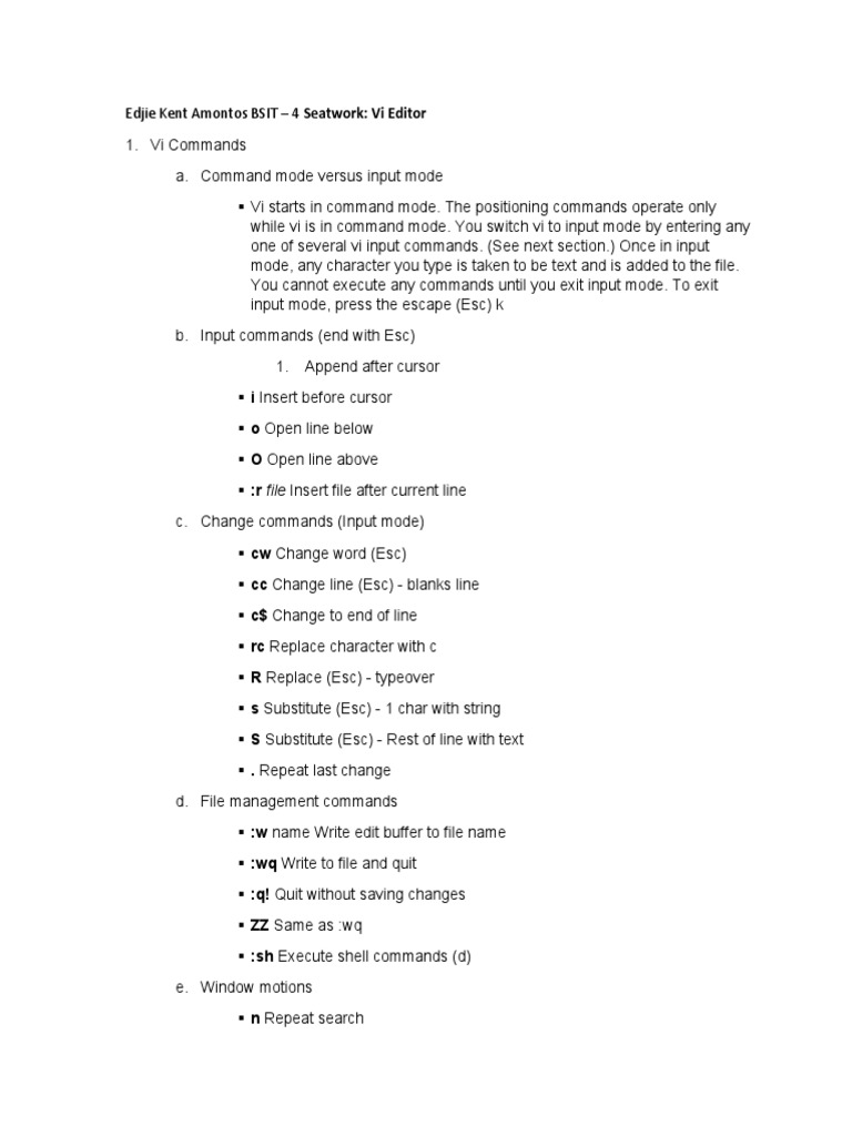 Vi Editor | PDF | Cursor (User Interface) | Computing