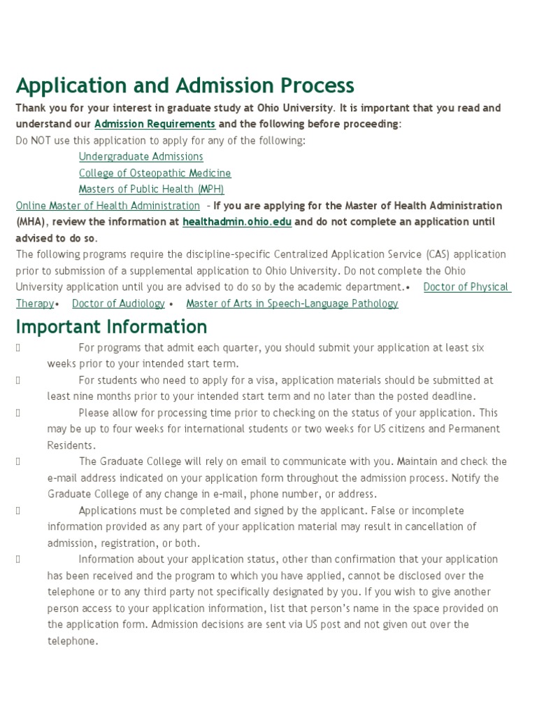 Application and Admission Process | PDF | Test Of English As A Foreign ...