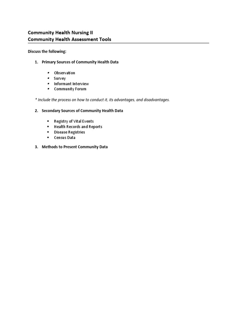Community Health Assessment Tools Guide | PDF | Self-Improvement