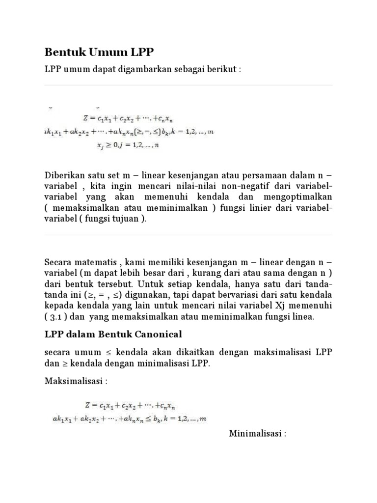Bentuk Umum LPP | PDF