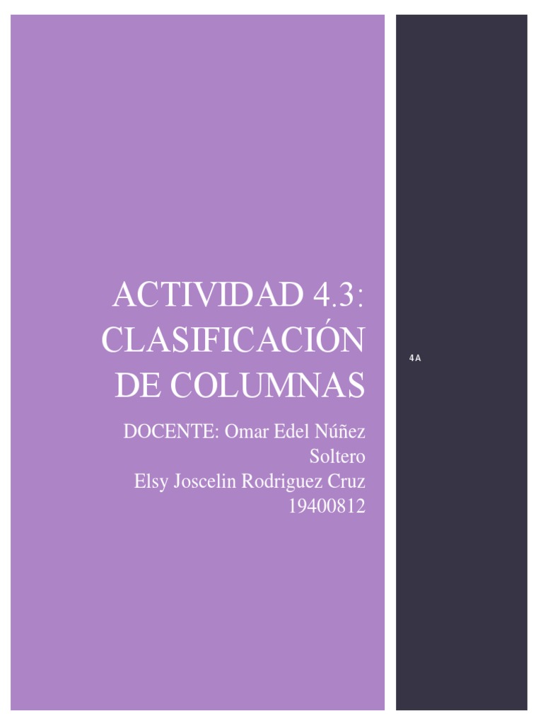Actividad 4.3 Clasificación de Columnas | PDF | Pandeo | Columna