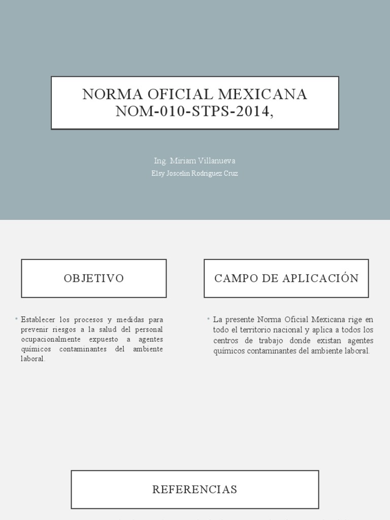 NORMA Oficial Mexicana NOM-010-STPS-2014 | PDF | Contaminación | Partículas