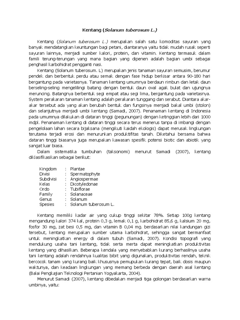 Panduan Budidaya Kentang di Indonesia | PDF