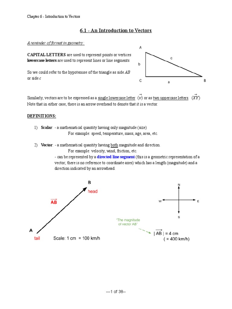 CH 6 Notes - Introduction To Vectors | PDF | Euclidean Vector ...