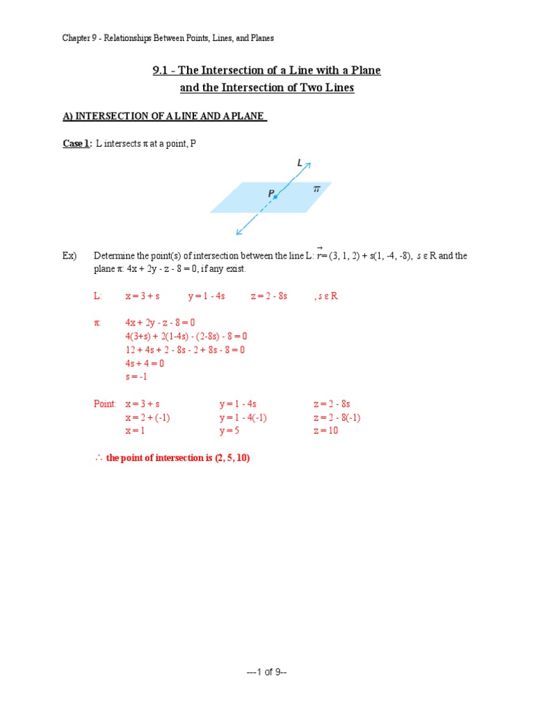 CH 9 Notes - Relationships Between Points, Lines, and Planes | PDF ...