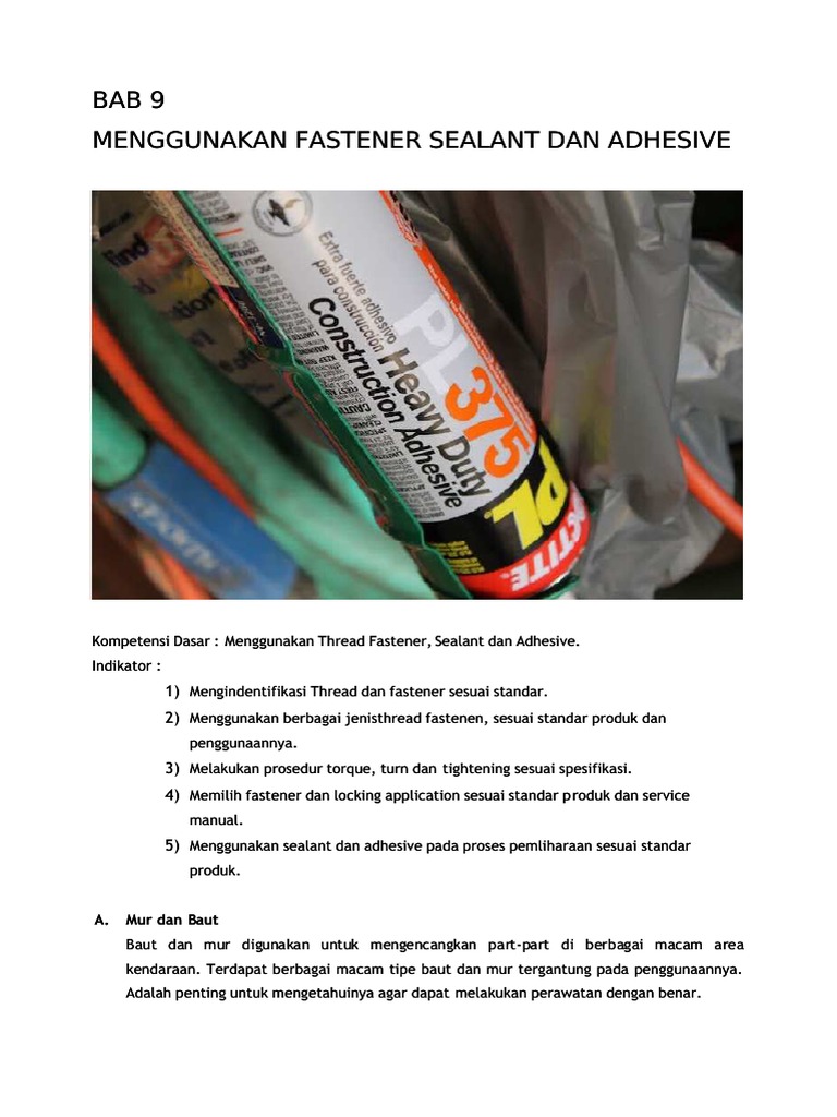 Treaded Fastener Dan Adhesivedocx | PDF