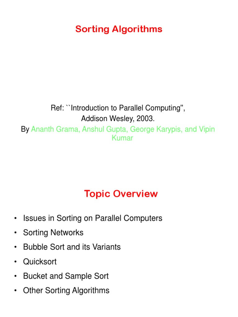 Sorting Algorithms Guide | PDF | Parallel Computing | Vertex (Graph Theory)
