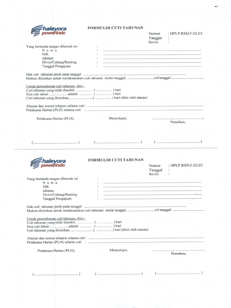 Formulir Cuti - 20180306 - 154104 | PDF