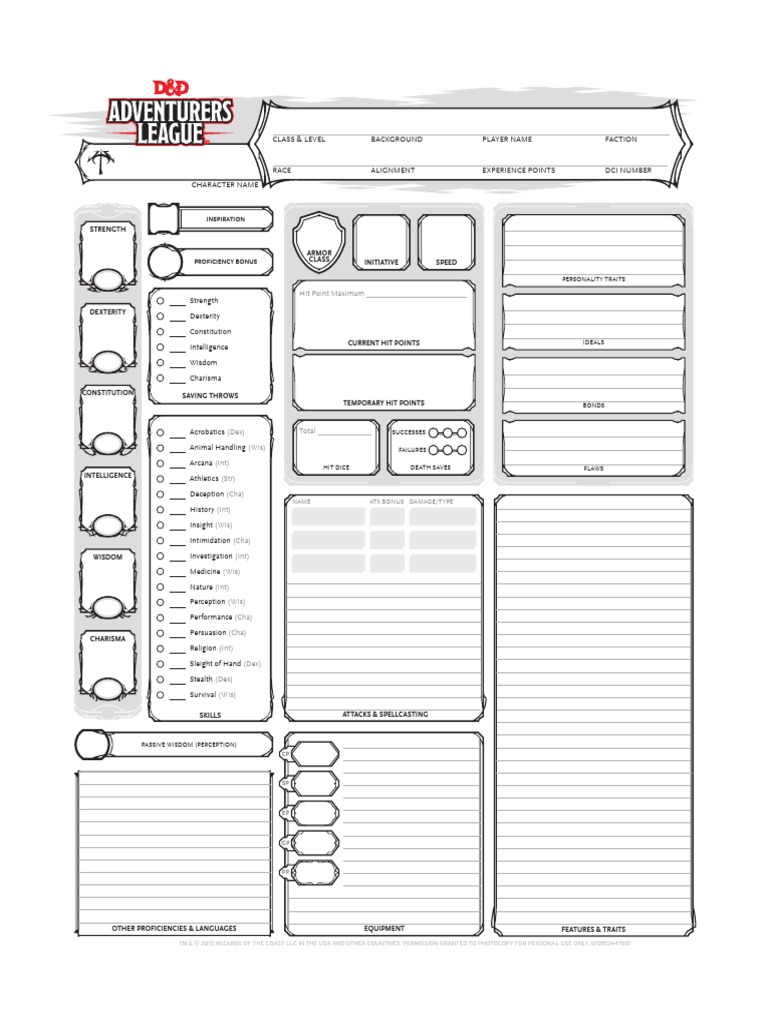 Blank DND Character Sheet | PDF | Dungeons & Dragons | Tabletop Games