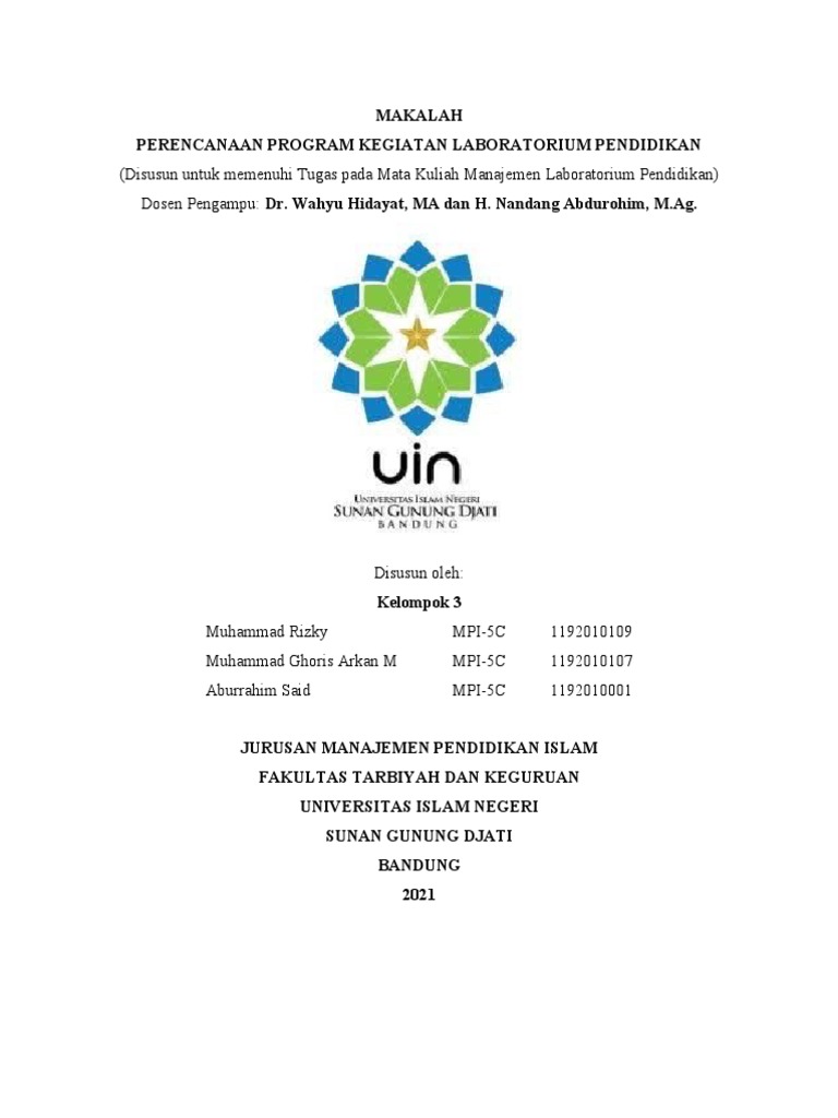 Makalah Kel. 3 Manajemen Lab. Pendidikan MPI 5C | PDF