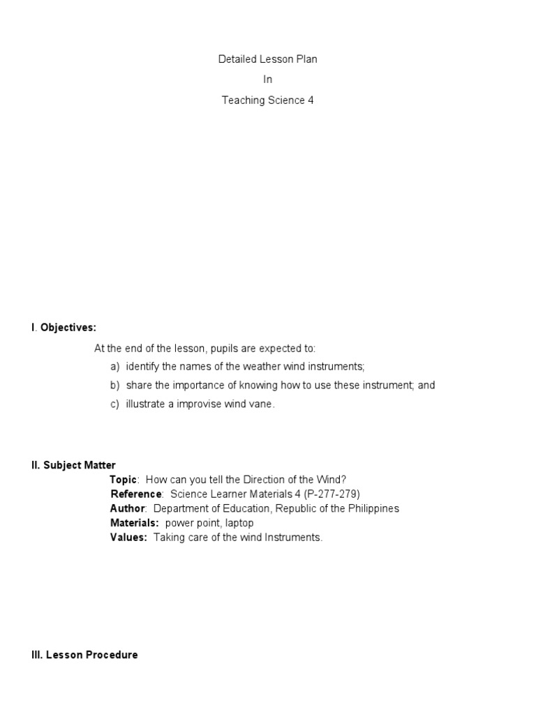 Weather Vane Lesson Plan | PDF | Teachers | Wind Speed