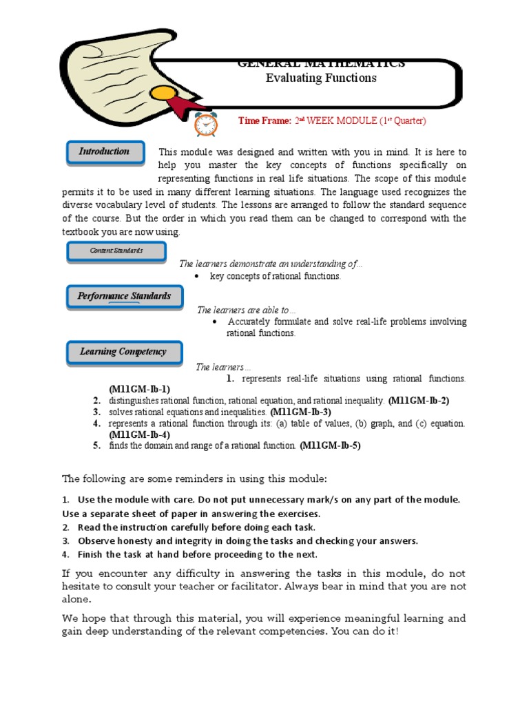 GRADE 11 General Mathematics Week 2 Quarter 1 Module | PDF | Function ...