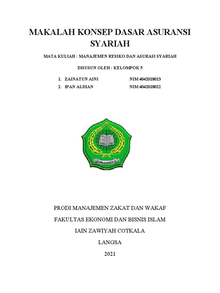 Konsep Dasar Asuransi Syariah | PDF