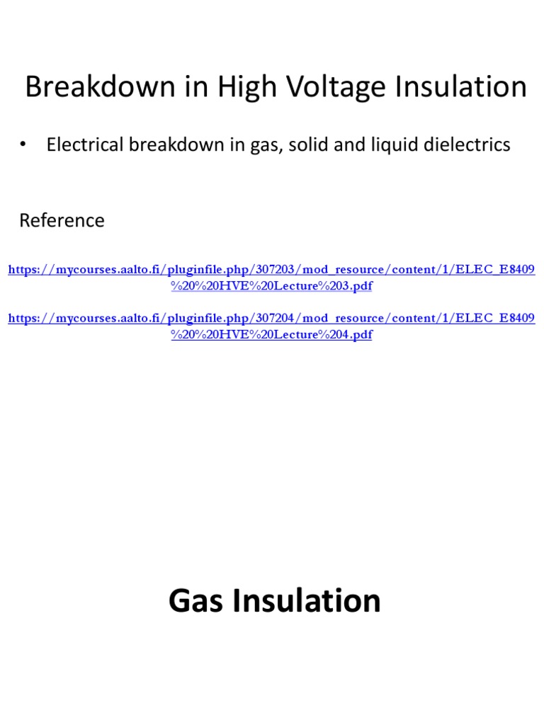 Breakdown in Gas Insulation | PDF | Electrical Breakdown | Ionization