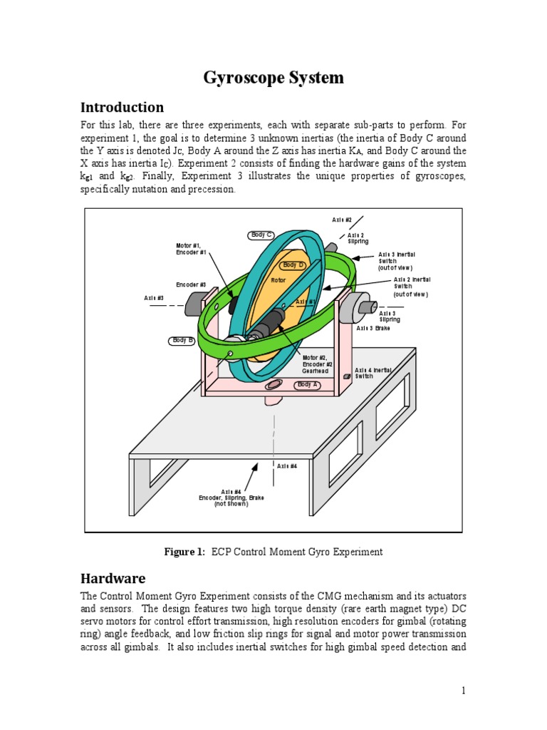 Gyroscope System: Figure 1: ECP Control Moment Gyro Experiment | PDF | Rotation Around A Fixed ...