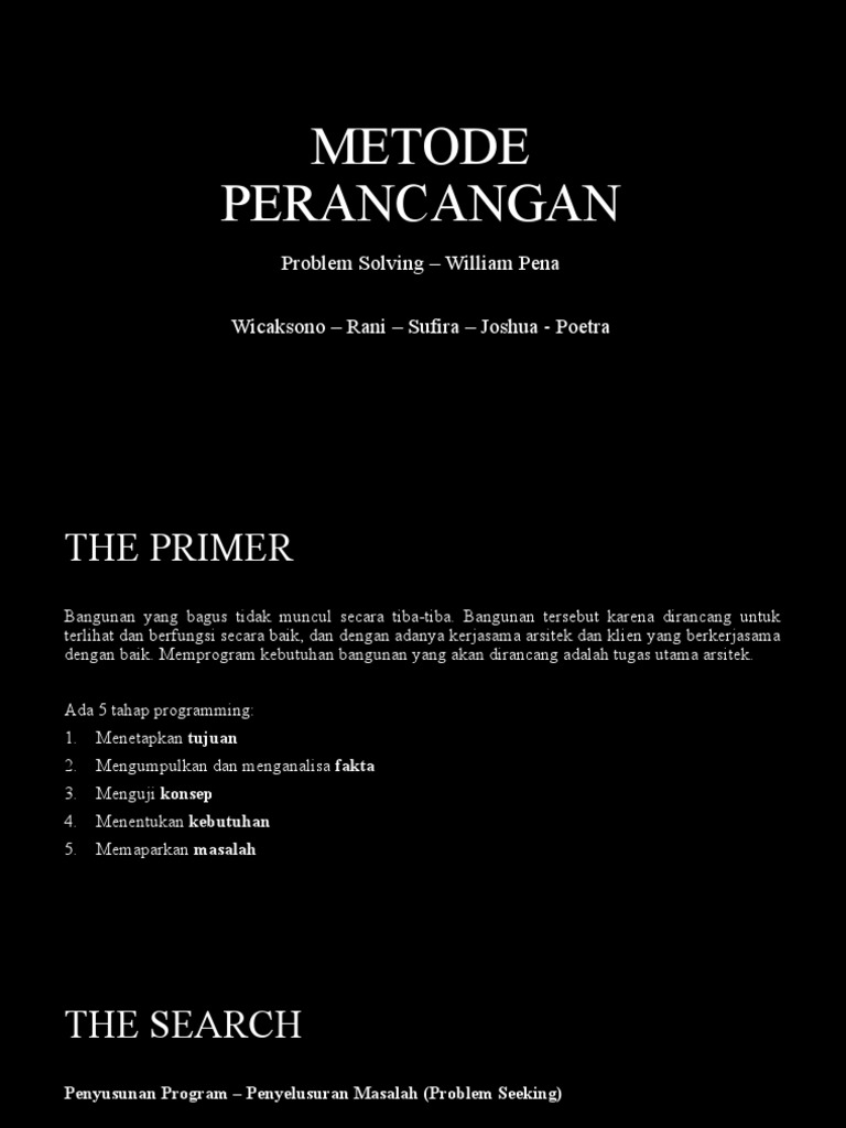 Metode Pemrograman Arsitektur William Pena | PDF | Seni